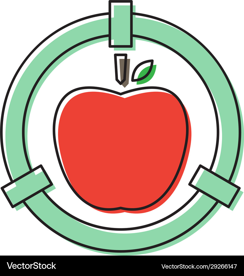 Apple with target icon symbol isolated on white Vector Image