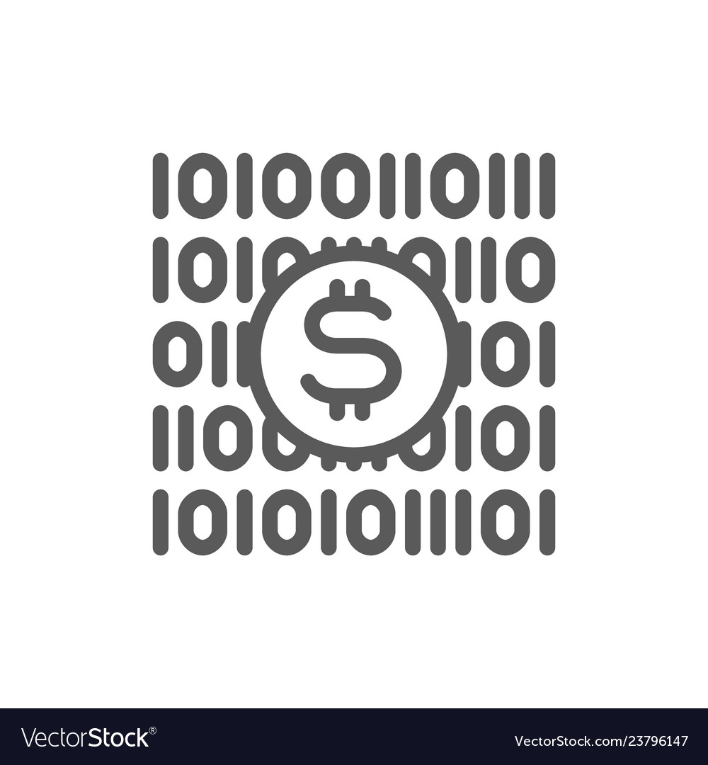 Binary code with coin cryptocurrency bitcoin Vector Image