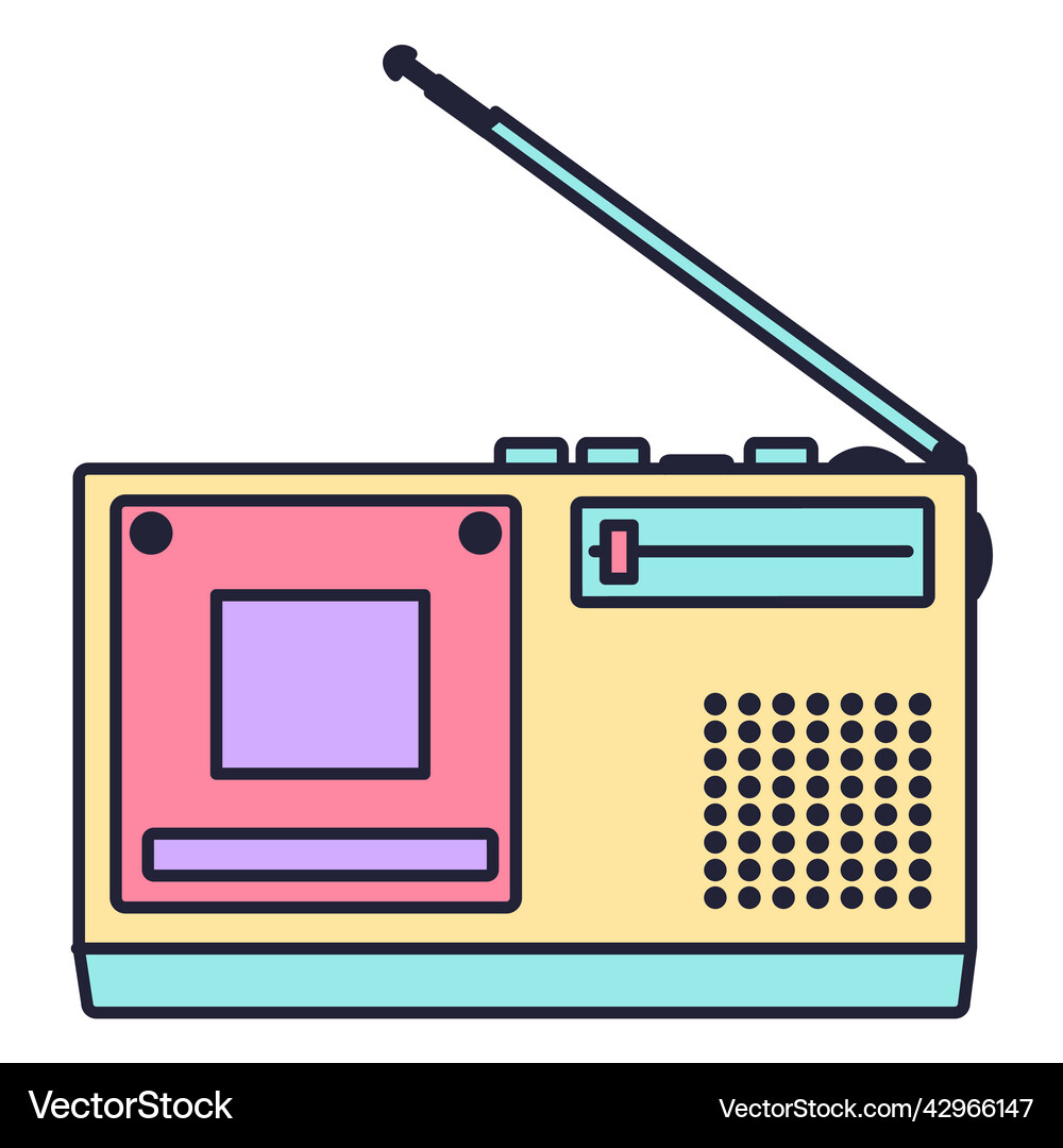 Colorful retro radio machine Royalty Free Vector Image