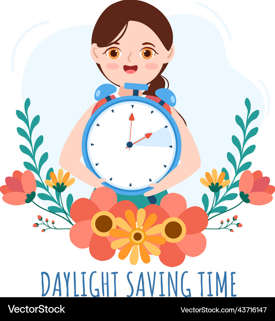 Daylight savings time hand drawn flat cartoon Vector Image