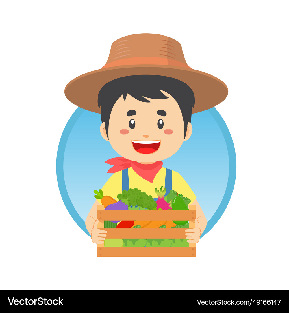 Farmer harvesting vegetables and fruit avatar Vector Image