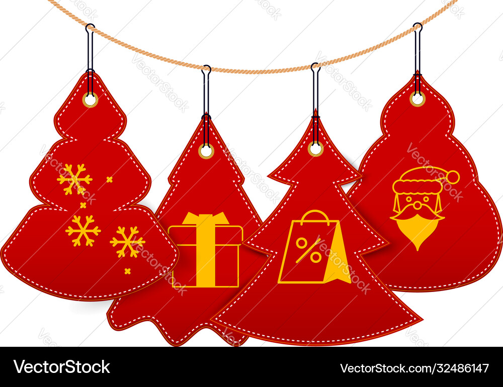 Hanging simple christmas trees and new Royalty Free Vector