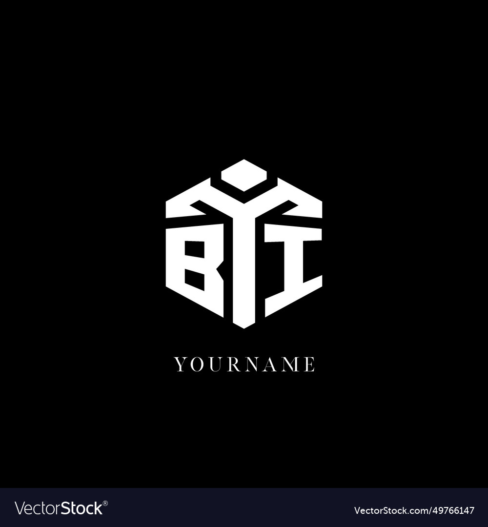 Initial bi logo hexagon shape geometric style Vector Image