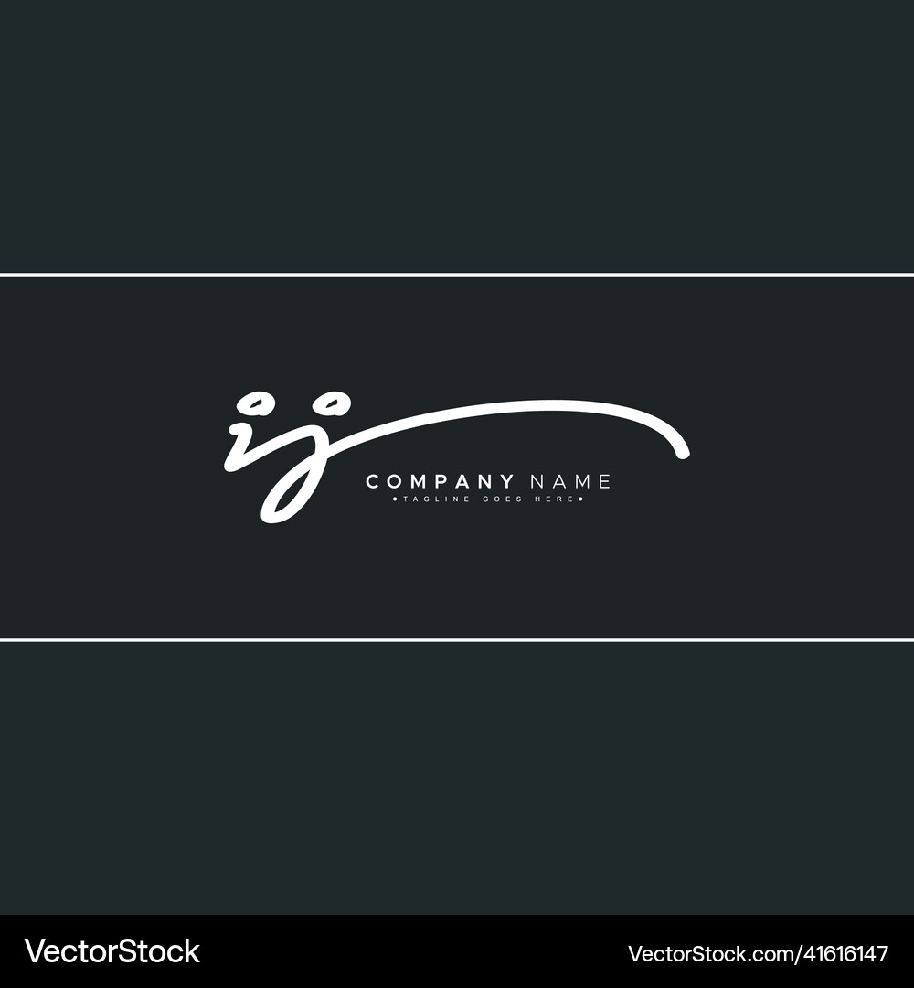 Initial letter ij logo - hand drawn signature Vector Image