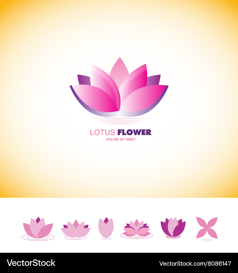 Lotus flower pond logo icon set Royalty Free Vector Image