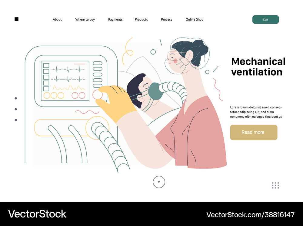Mechanical ventilation - medical insurance Vector Image