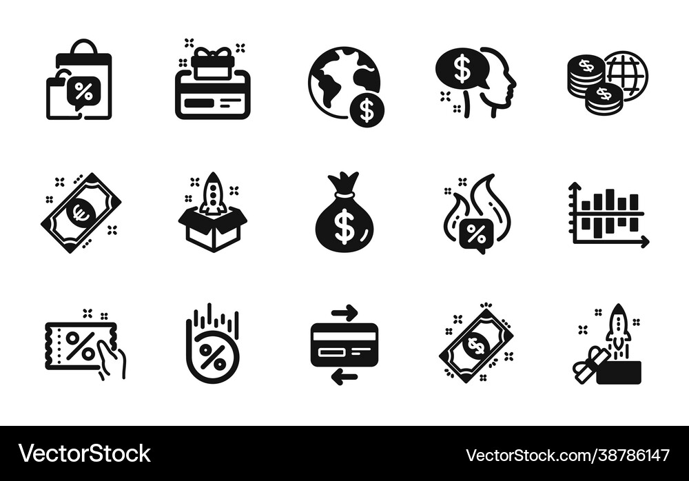 Set payment world money and startup Royalty Free Vector