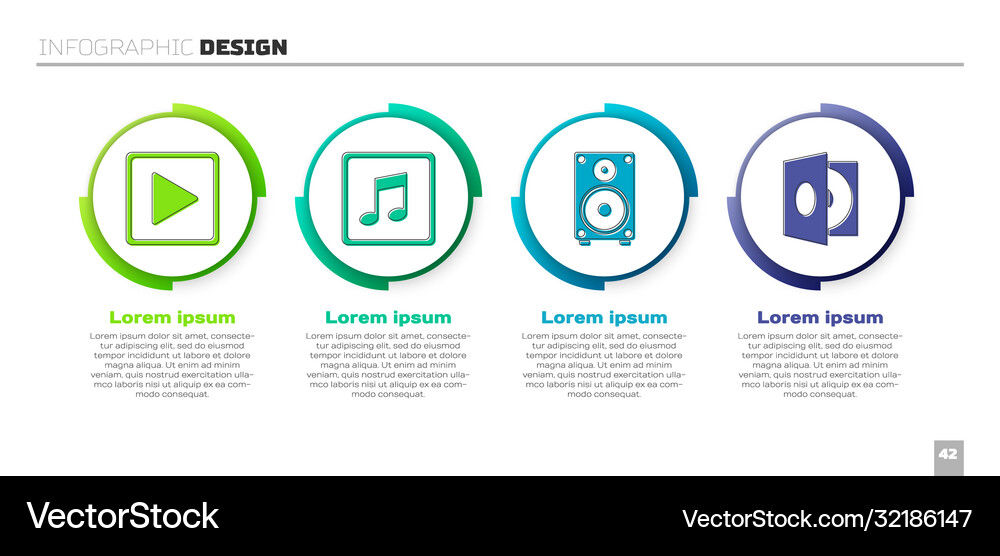 Set play in square music note tone stereo Vector Image