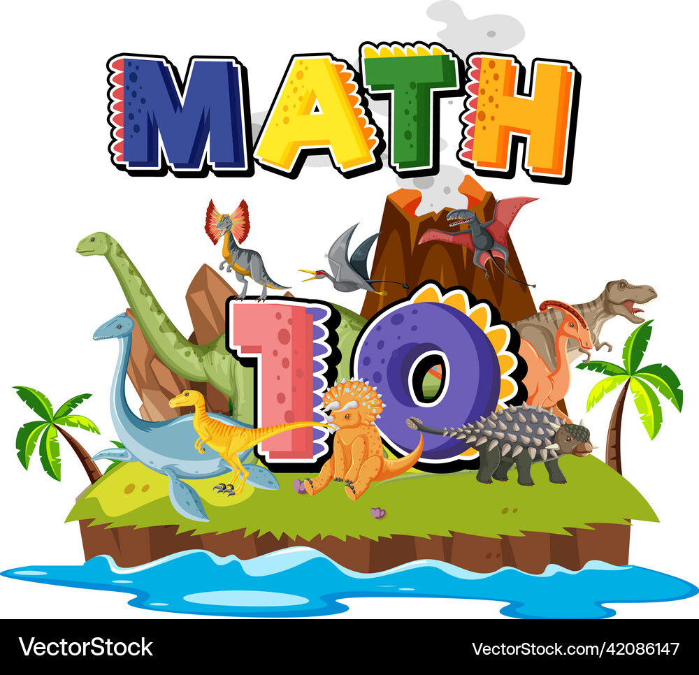 Ten dinosaurs with number cartoon Royalty Free Vector Image