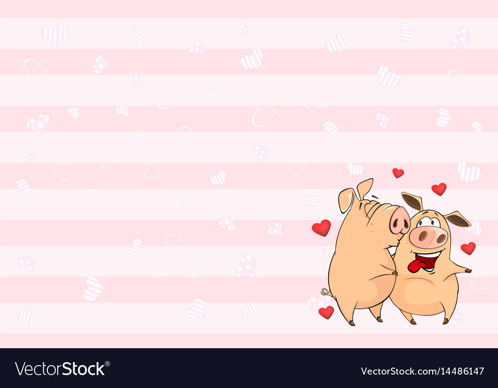 Valentines card with cute pigs Royalty Free Vector Image