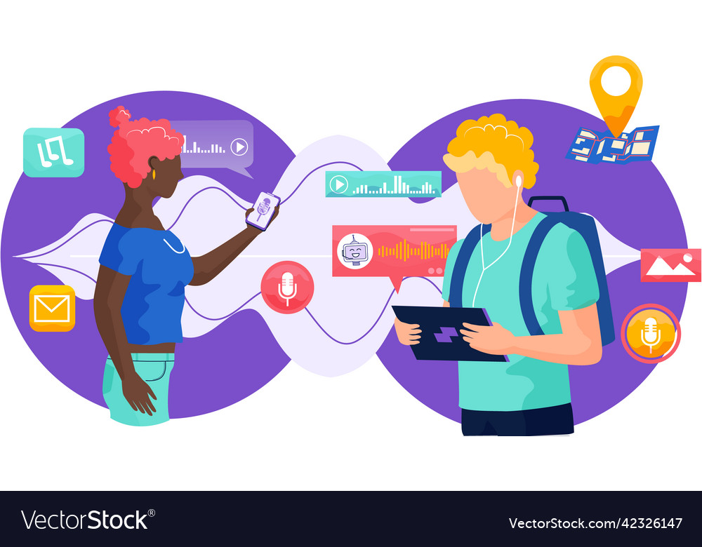 Voice assistant smart speaker virtual assistant Vector Image Voice assistant smart speaker virtual assistant Vector Image