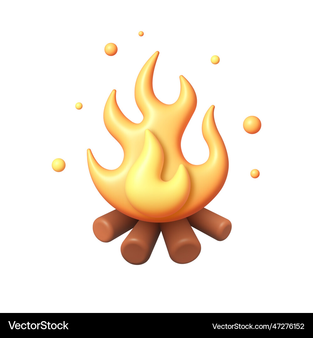 3d campfire with fire and wood icon cute Vector Image