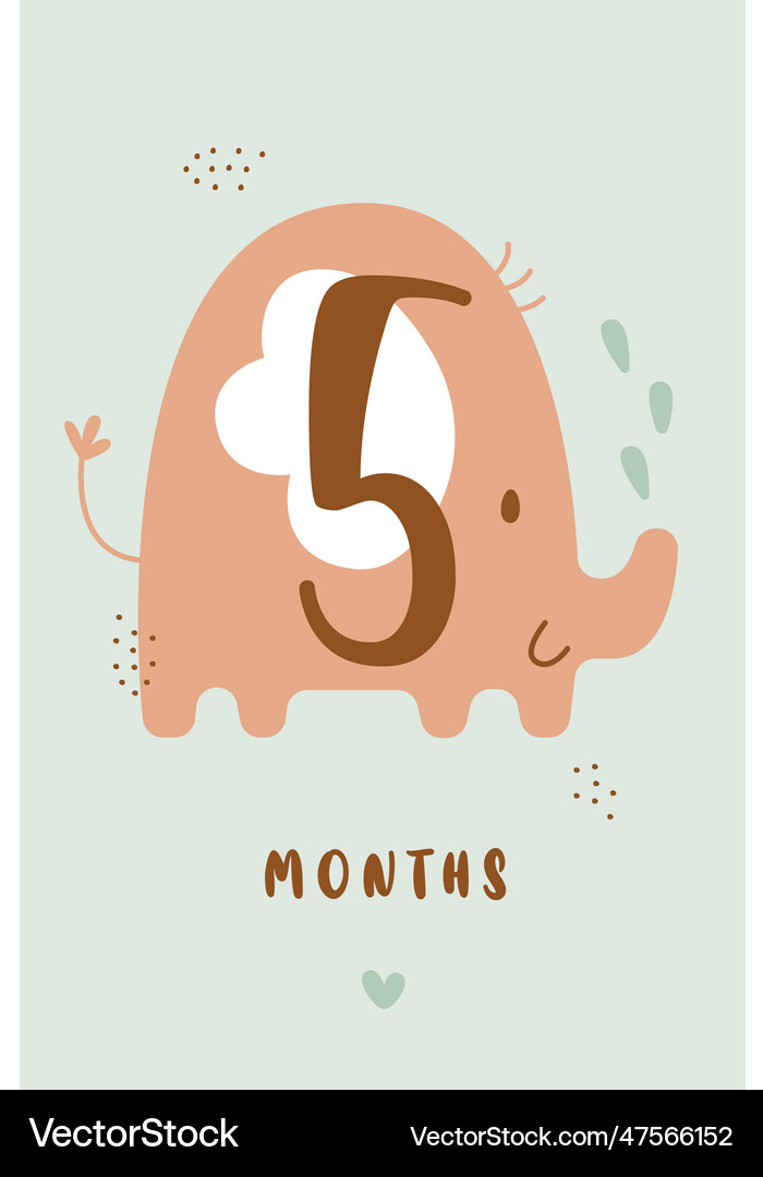 5 months baby card milestone Royalty Free Vector Image