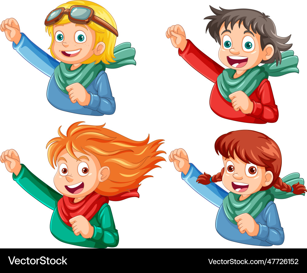 Adventure kids heads collection Royalty Free Vector Image