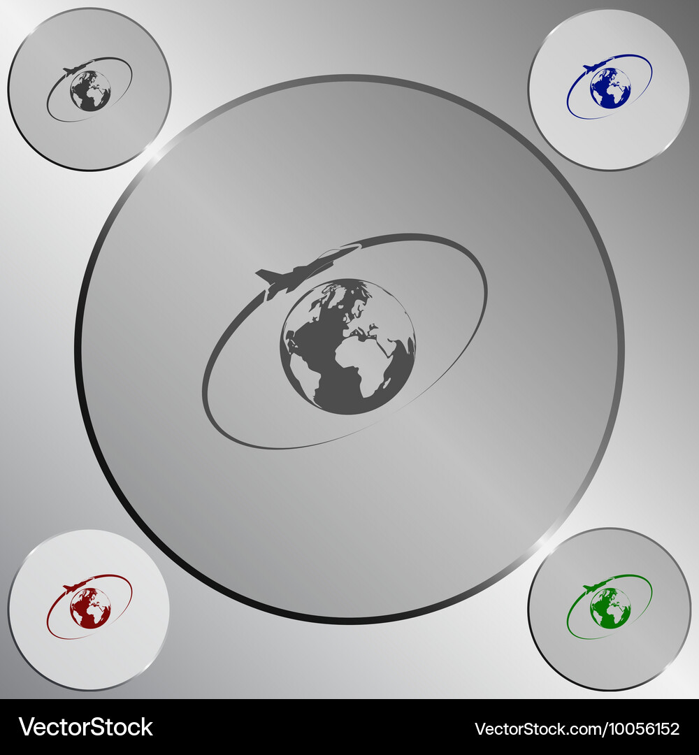 Airplane fly around the planet earth logo Vector Image