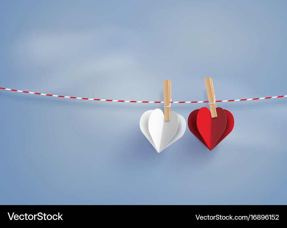 Paper heart shape hanging on the lope Royalty Free Vector