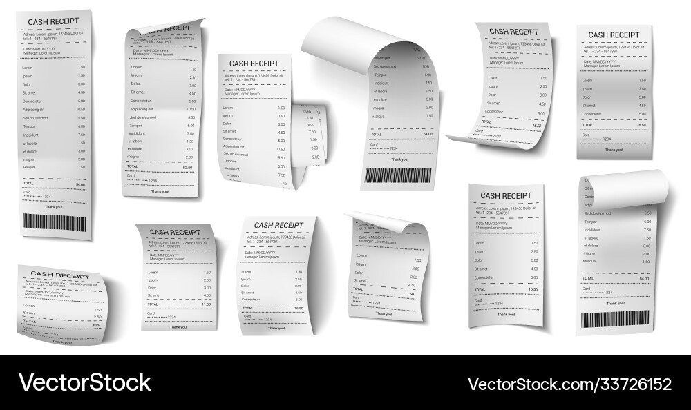 Realistic bills shopping purchase bill retail Vector Image