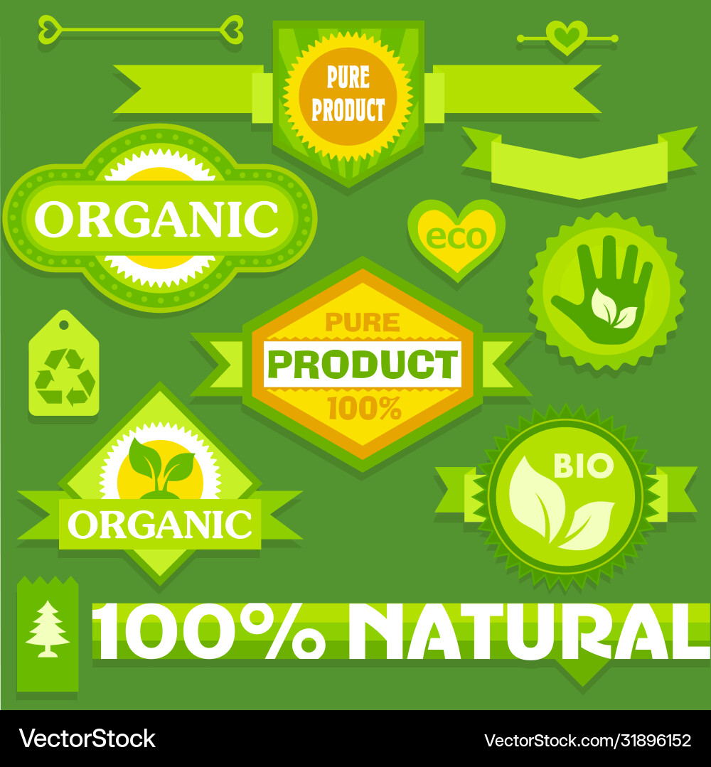 Trendy eco and bio friendly ad badges Royalty Free Vector