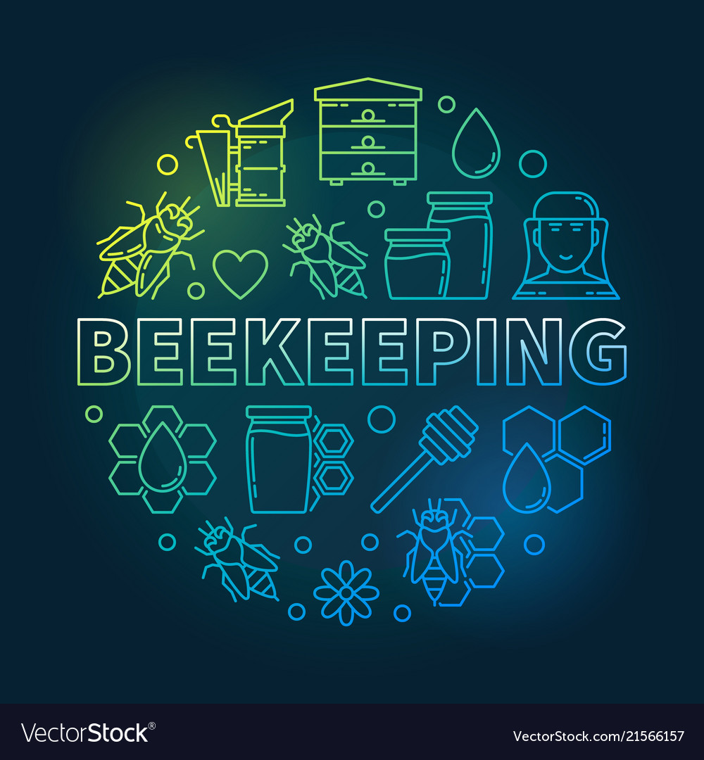 Beekeeping round creative Royalty Free Vector Image