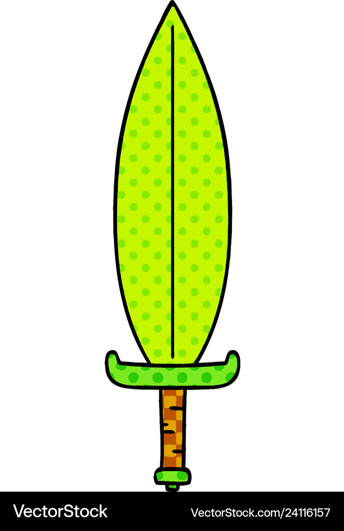 Cartoon doodle of a magic leaf knife Royalty Free Vector