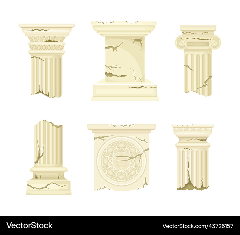 Classic antique marble pillars set ancient ruined Vector Image
