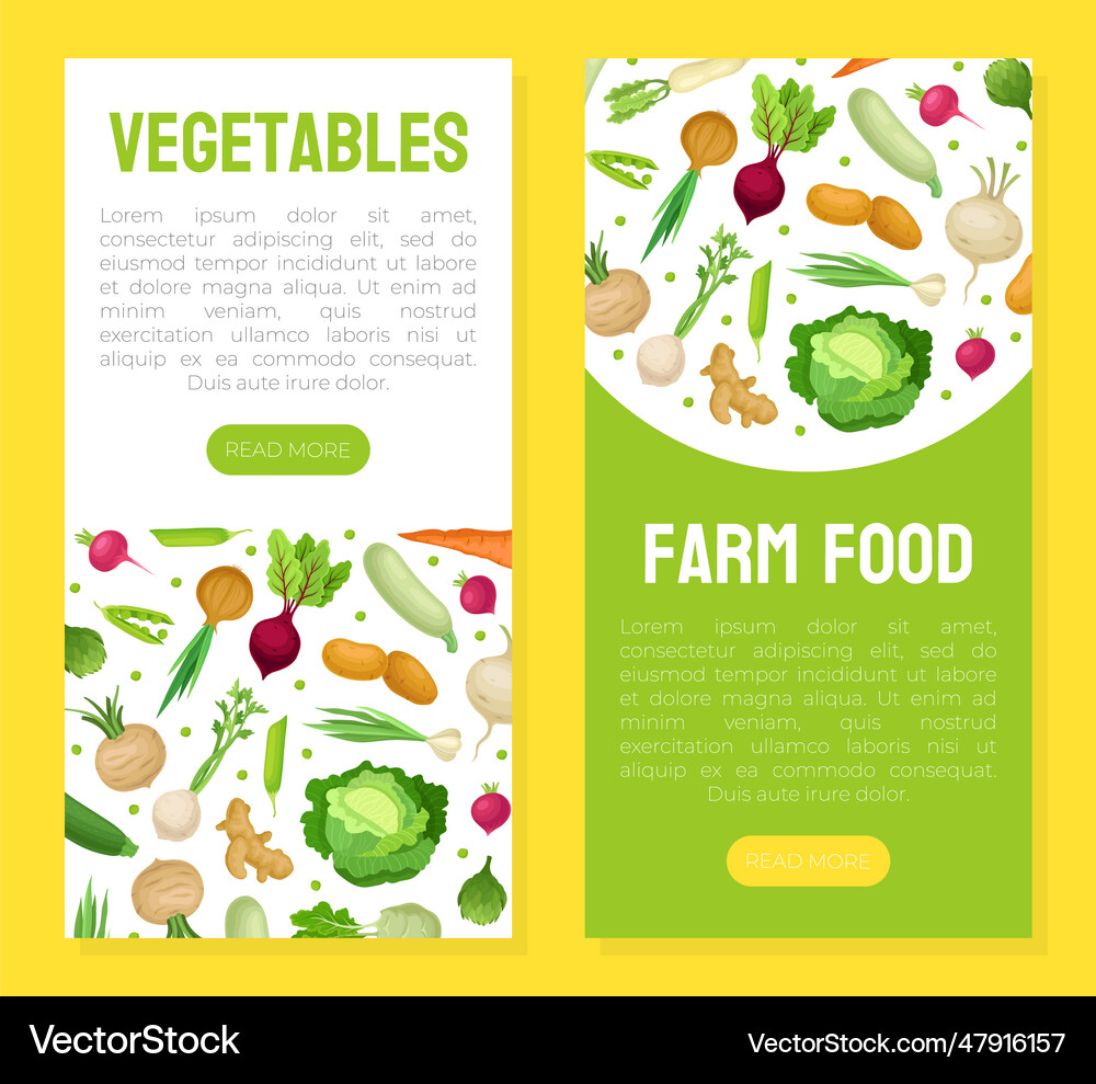 Fresh organic vegetables banner design Royalty Free Vector