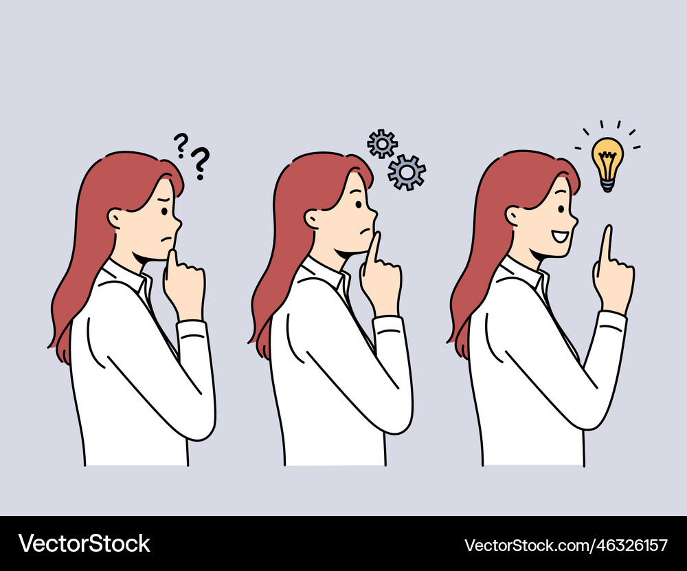 Frustrated woman think and solve business problem Vector Image