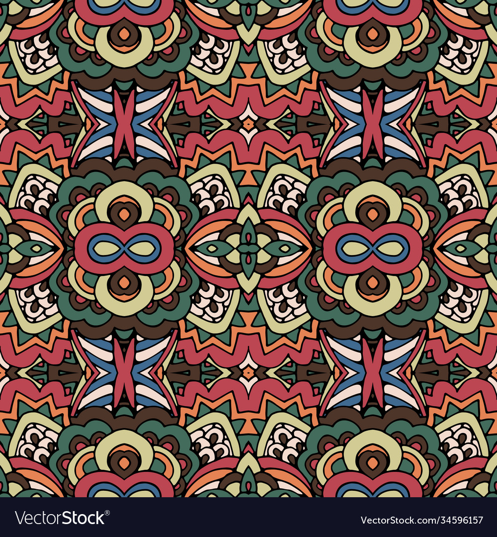 Gorgeous seamless patchwork pattern from blue and Vector Image