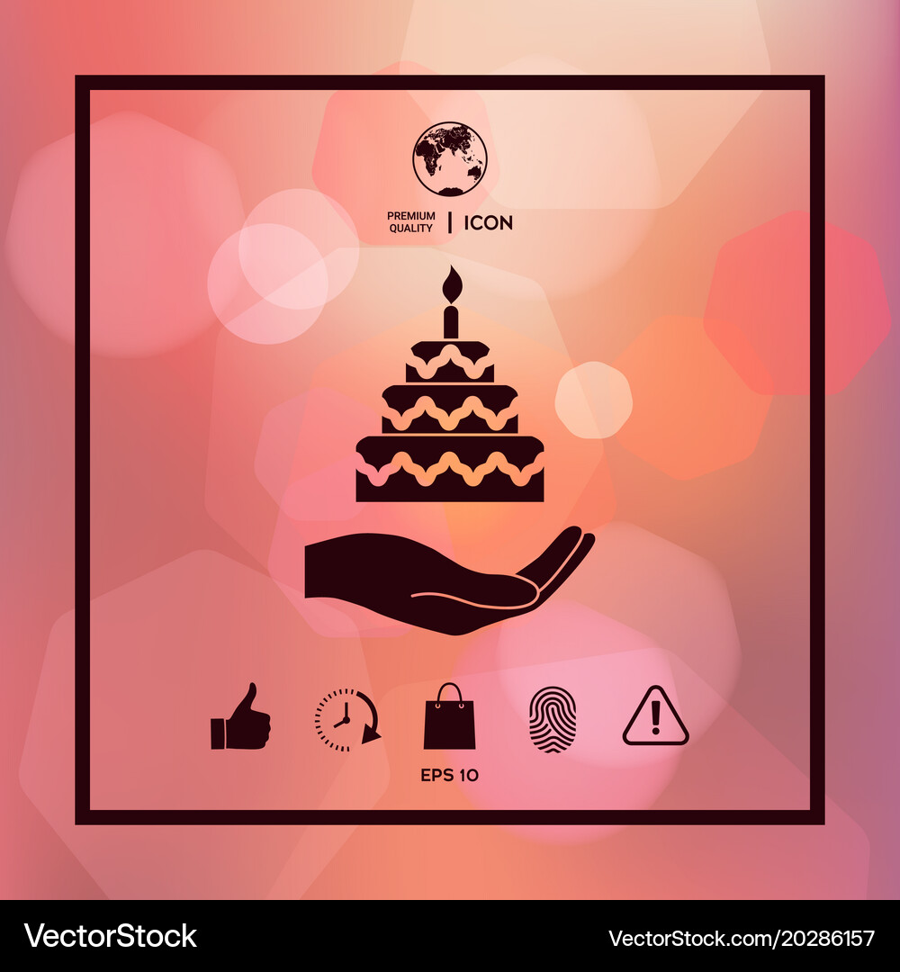 Hand holding a cake icon Royalty Free Vector Image