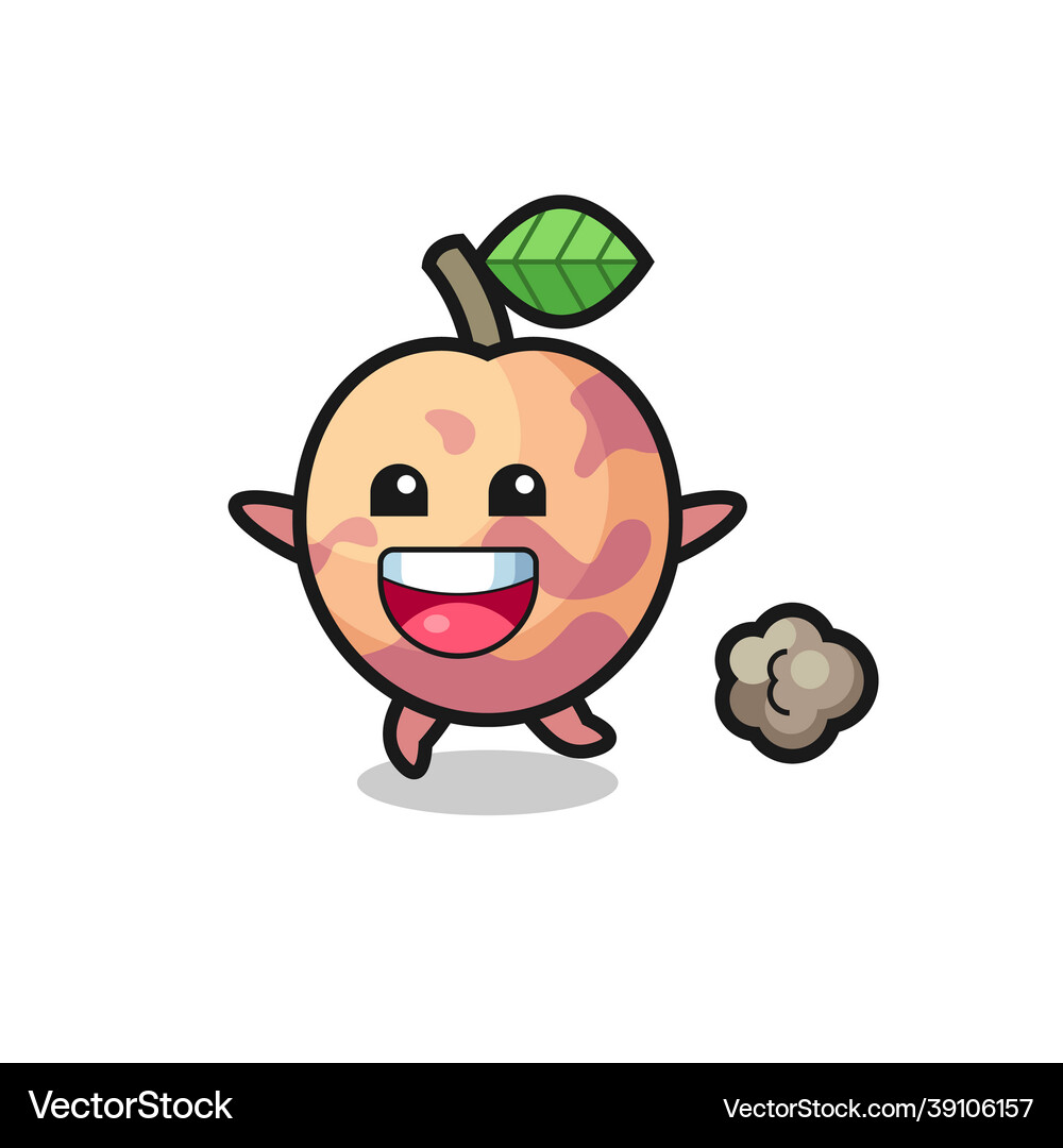 Happy pluot fruit cartoon with running pose Vector Image