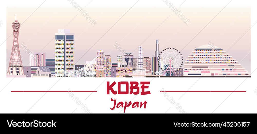 Kobe skyline in bright color palette Royalty Free Vector