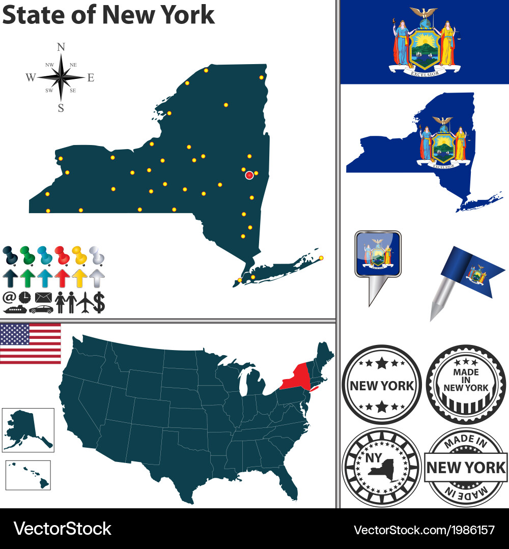 Map of new york Royalty Free Vector Image - VectorStock