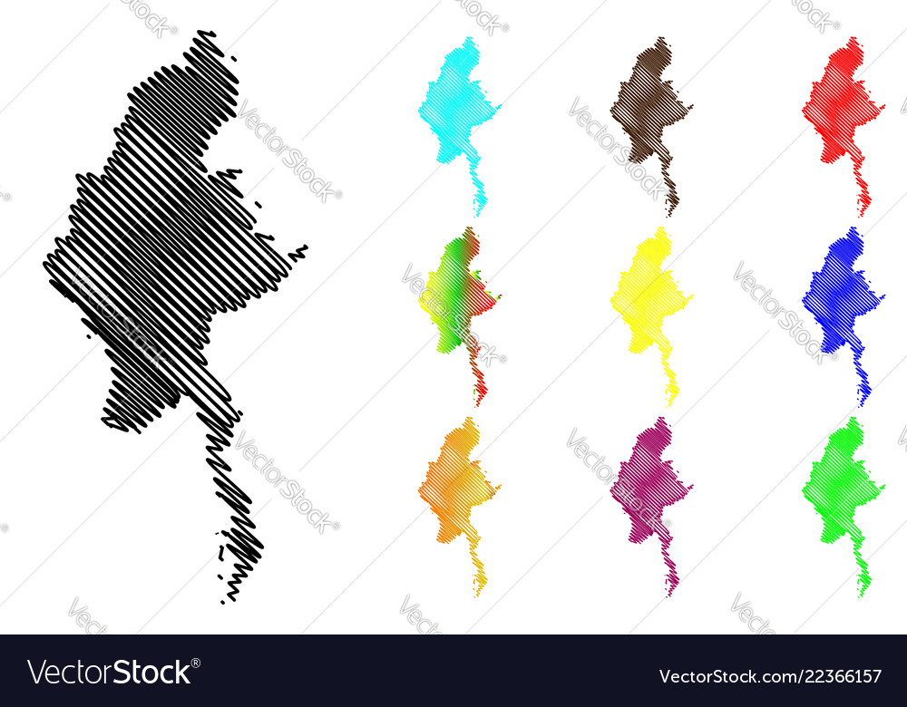 Myanmar map Royalty Free Vector Image - VectorStock
