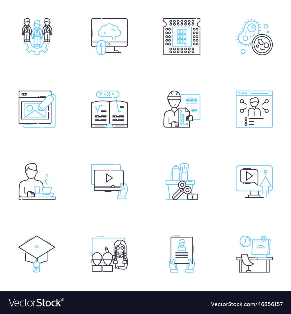 Pedagogical aspects linear icons set curriculum Vector Image Pedagogical aspects linear icons set curriculum Vector Image