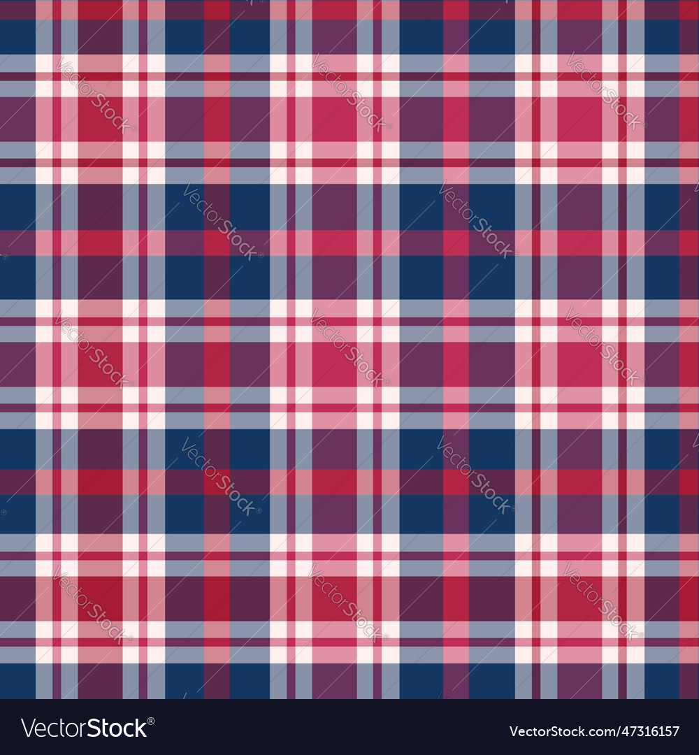 Red blue plaid tartan checkered seamless pattern Vector Image
