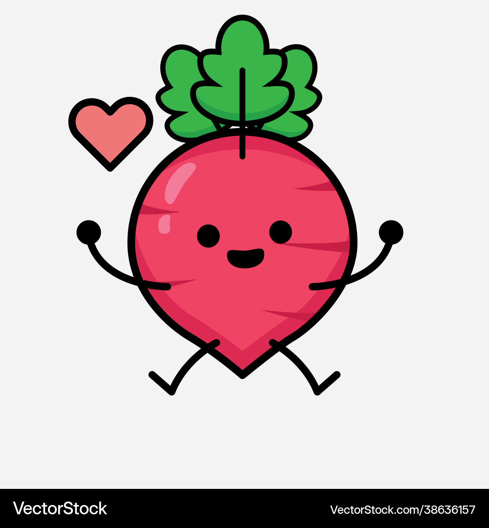 Red radish character with cute face and simple Vector Image