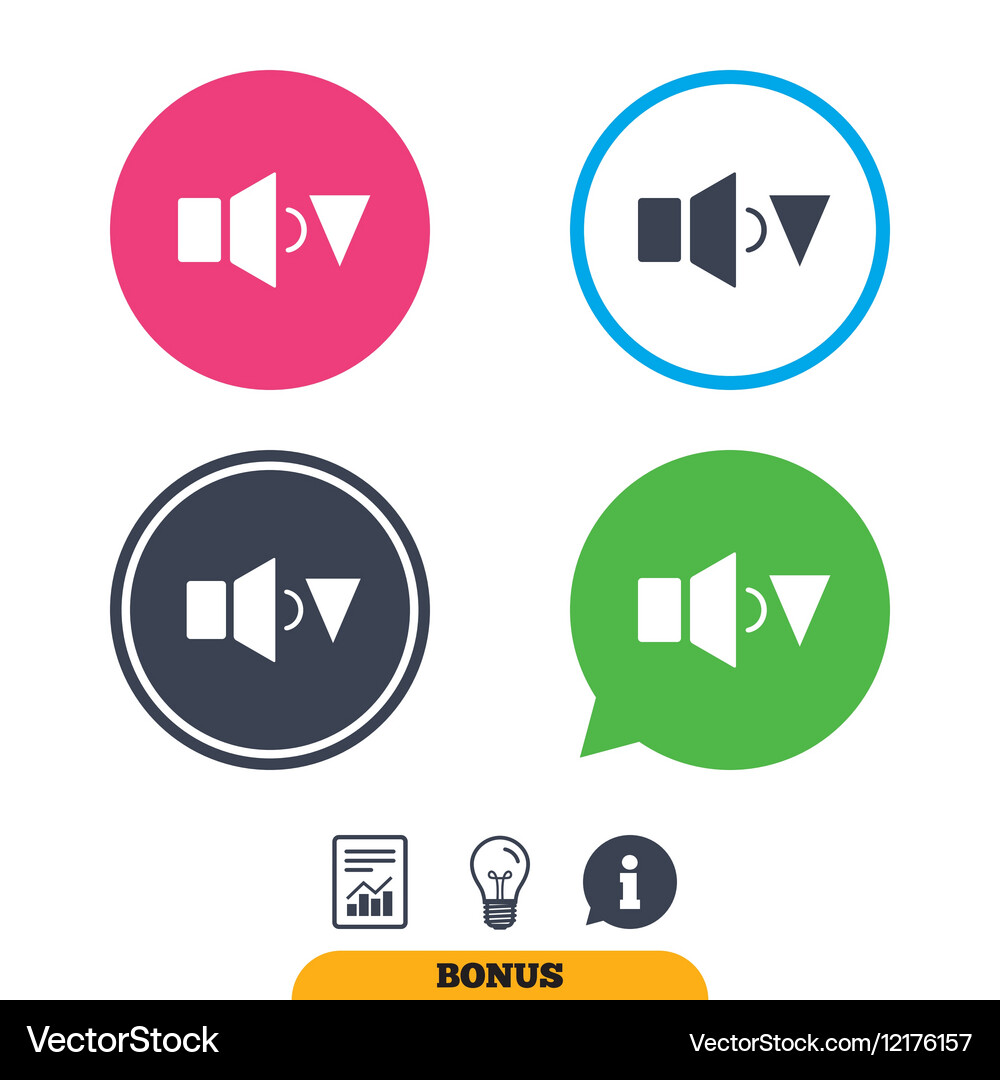 Speaker low volume sign icon sound symbol Vector Image