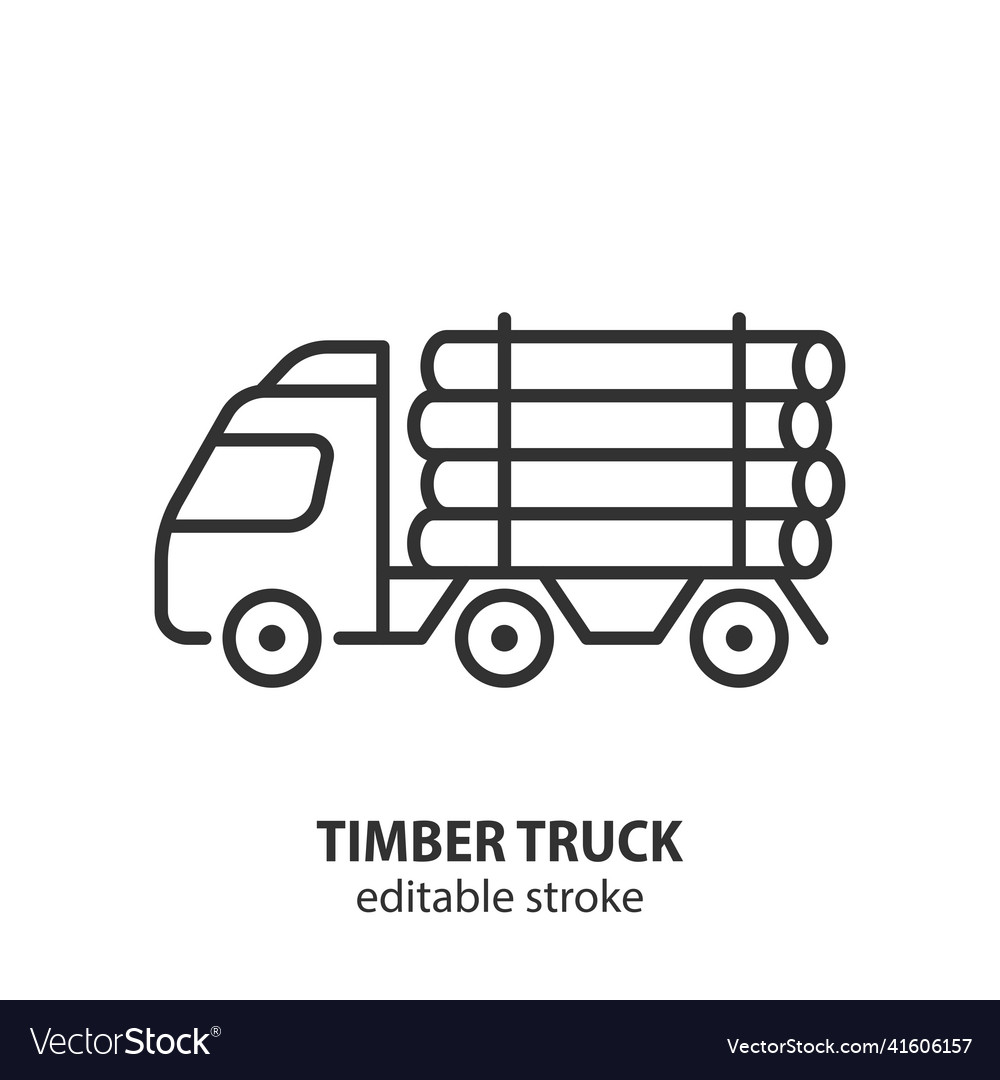 Timber truck with lumber line icon logging Vector Image