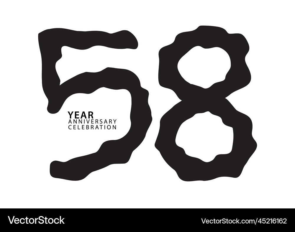 58 year anniversary celebration black color Vector Image