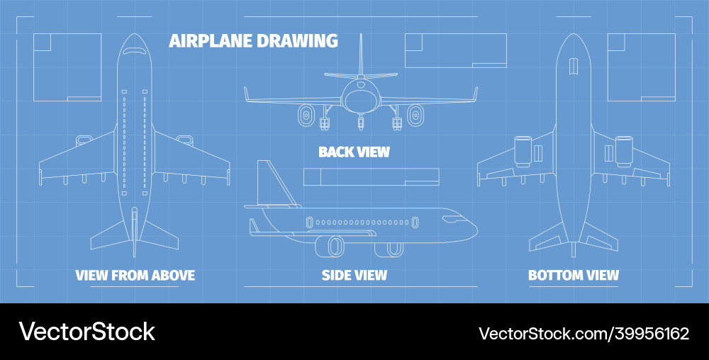 Airplane layout views of planes different sides Vector Image