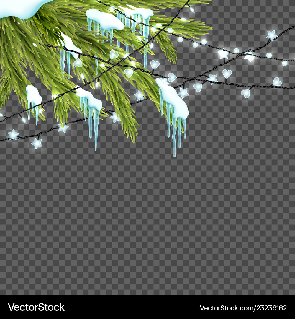 Border with realistic firtree sparkling lights Vector Image