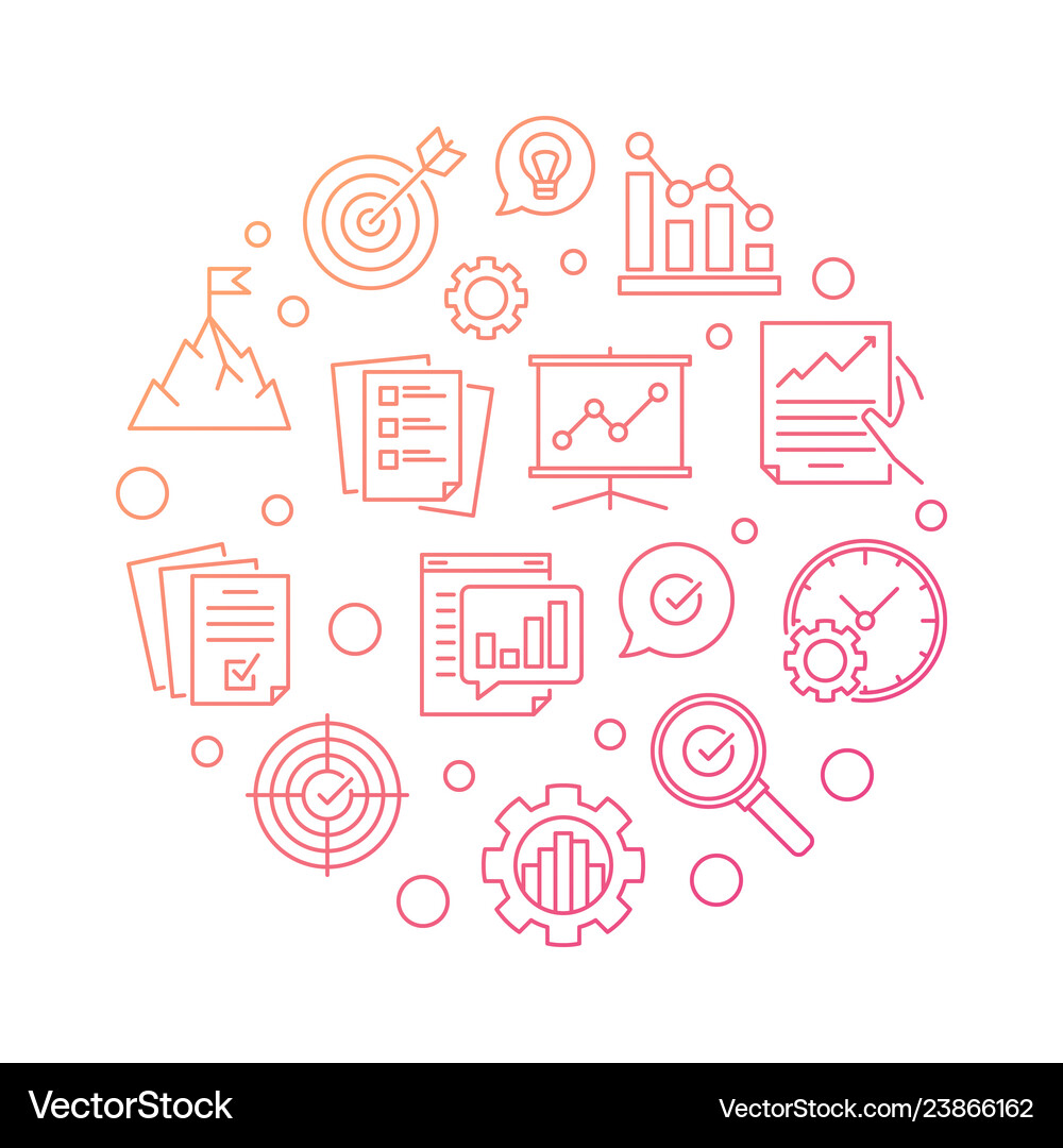 Business goals round red outline Royalty Free Vector Image