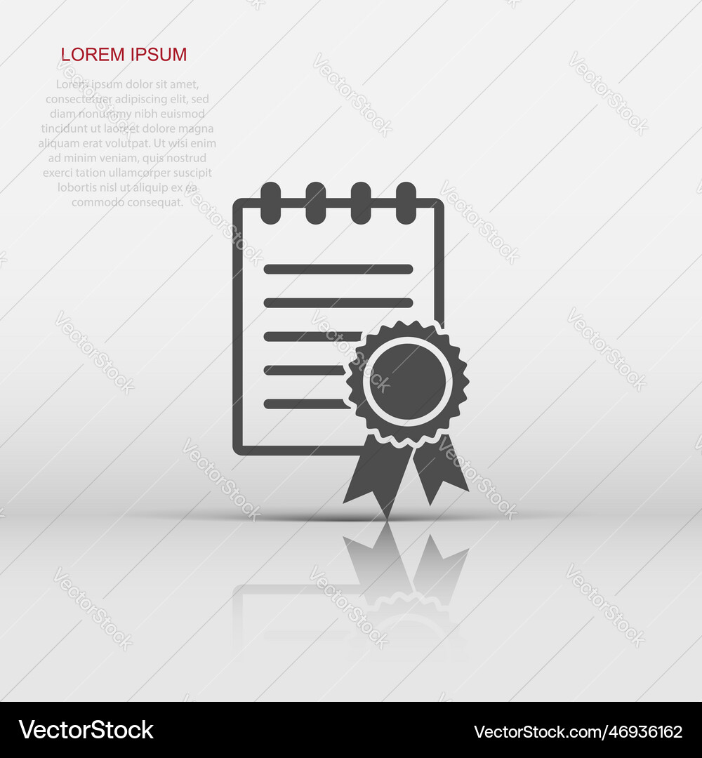 Certificate icon in flat style diploma sign Vector Image