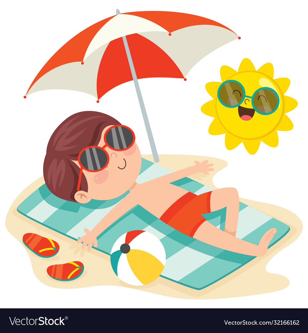 Character sunbathing Royalty Free Vector Image