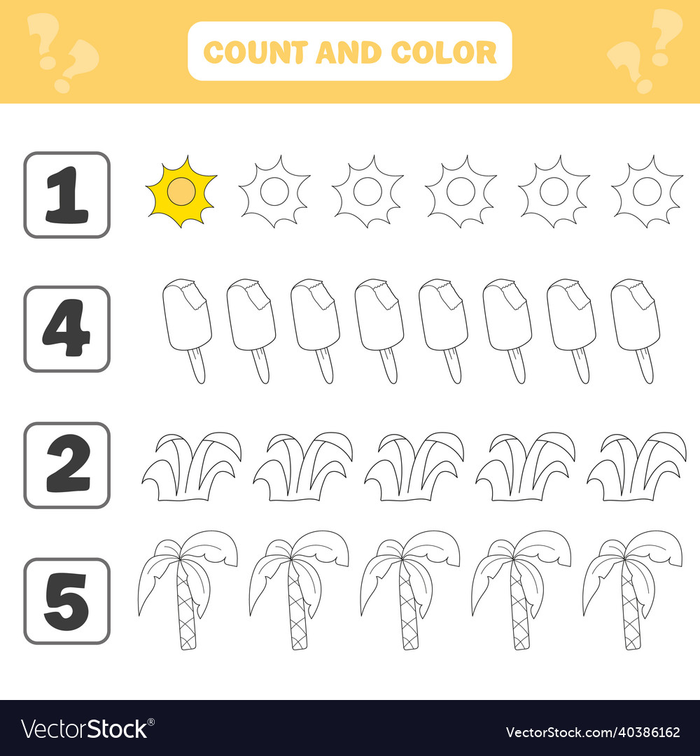 Count and color game for preschool children Vector Image