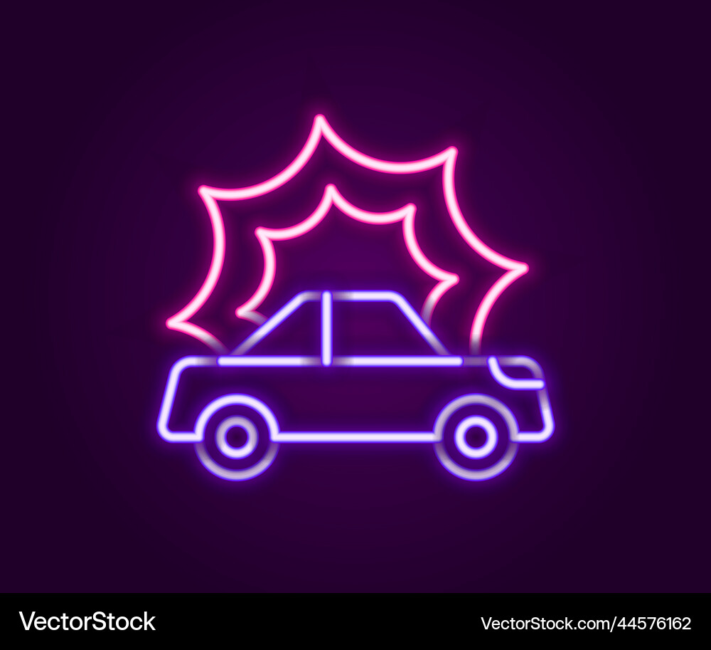 Glowing neon line car accident icon isolated Vector Image