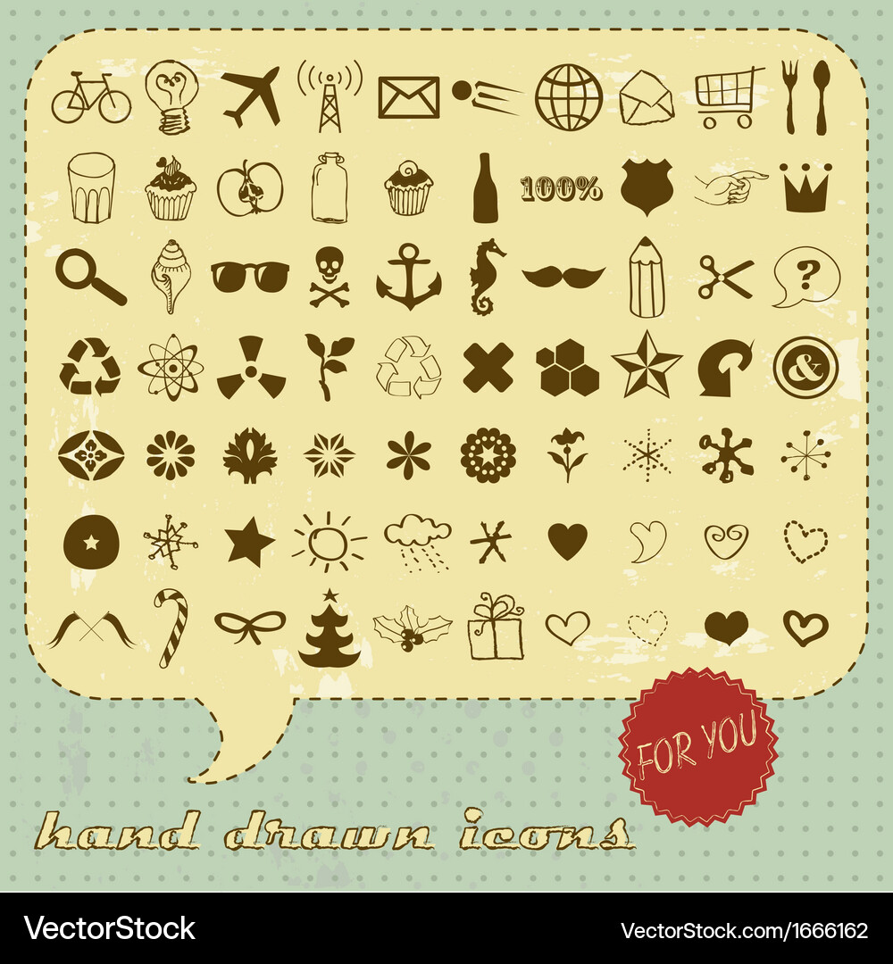 Hand drawn icons set for you Royalty Free Vector Image