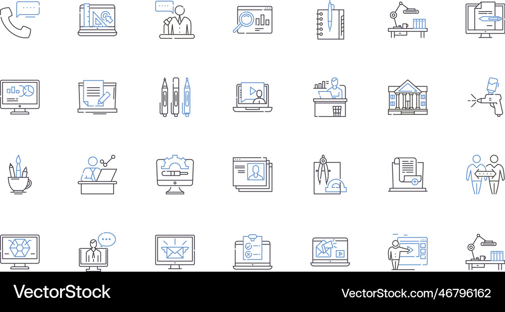Manufacturing route line icons collection Vector Image