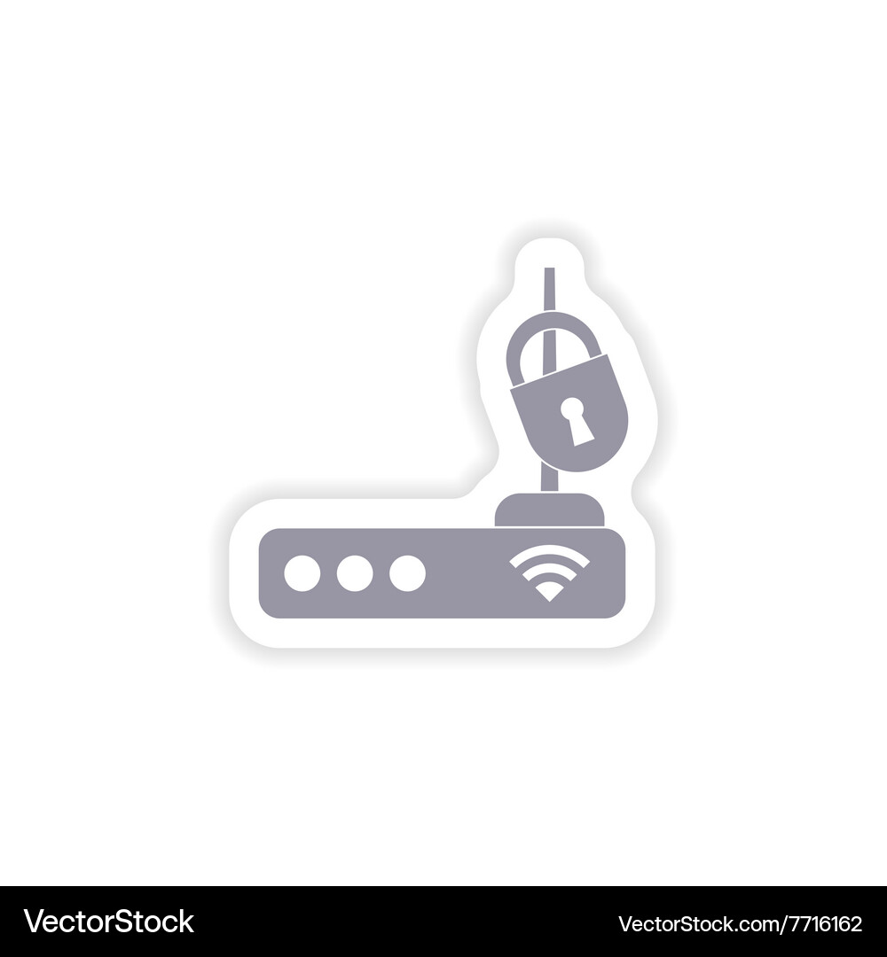 Paper sticker on white background wi-fi router Vector Image