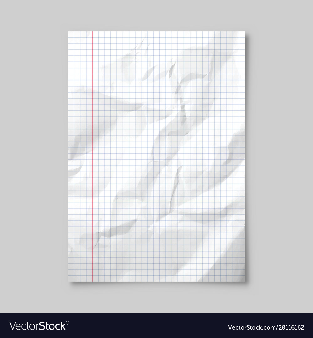 Realistic blank lined crumpled paper sheet Vector Image Realistic blank lined crumpled paper sheet Vector Image